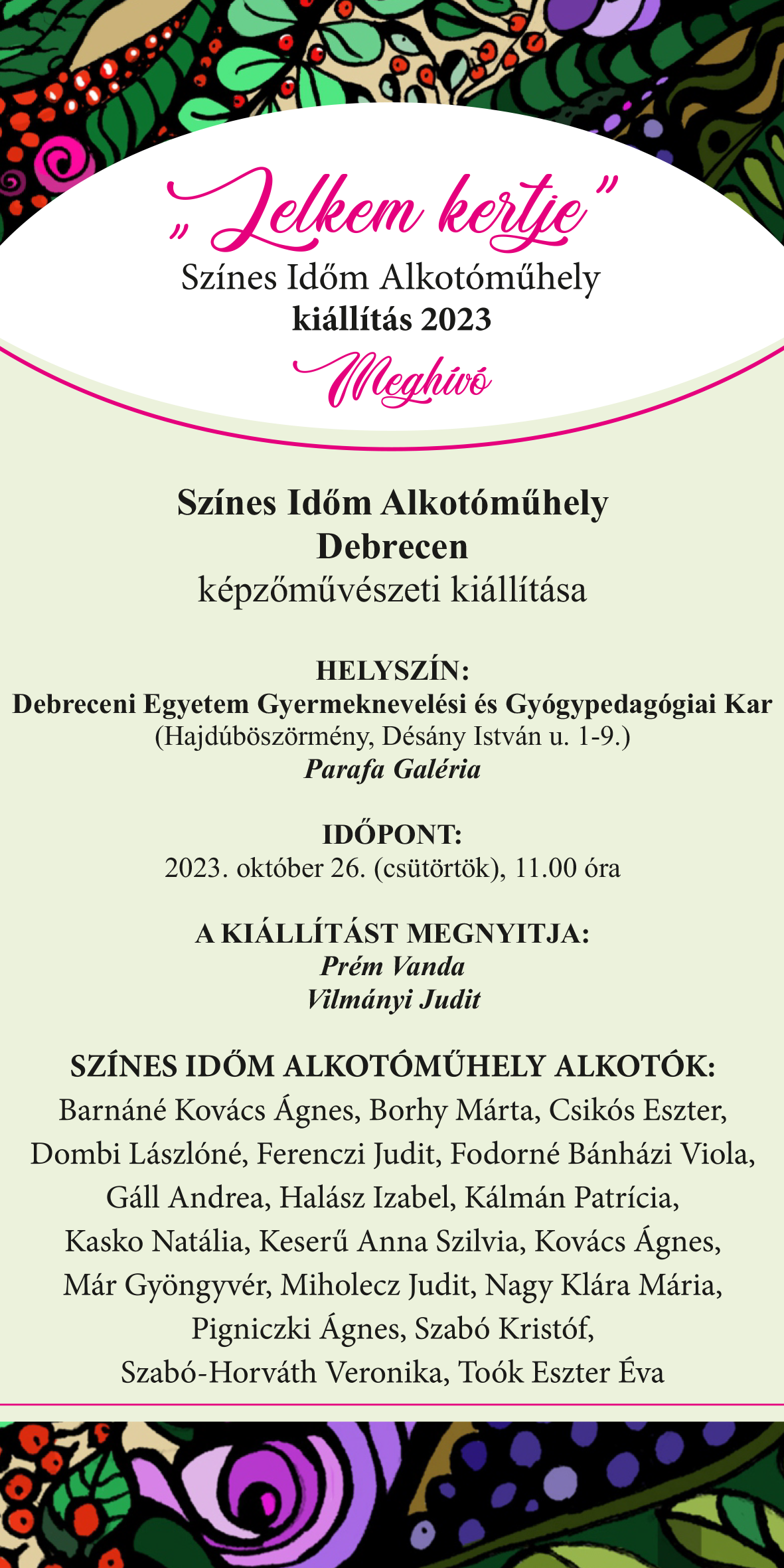 Meghívó - Parafa galéria | Gyermeknevelési és Gyógypedagógiai Kar